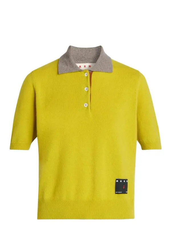 Marni Cashmere Short-sleeve Polo Sweater - Lemon/yellow