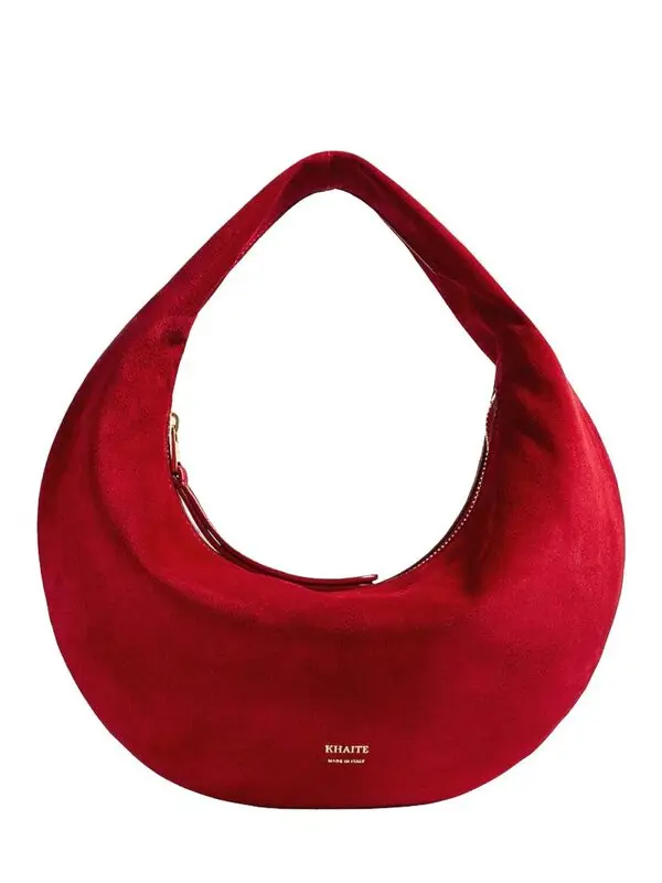 Khaite Olivia Mini Suede Hobo Bag - Ruby