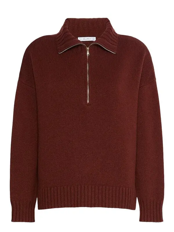 Max Mara Quarter-zip Cashmere Sweater - Rust
