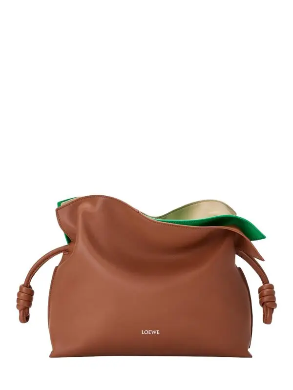 Loewe Flaco Layered Leather Clutch Bag - Squirrel