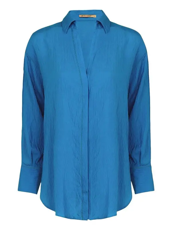 VIX PAULA HERMANNY Bailey Textured Drop-shoulder Shirt - Blue