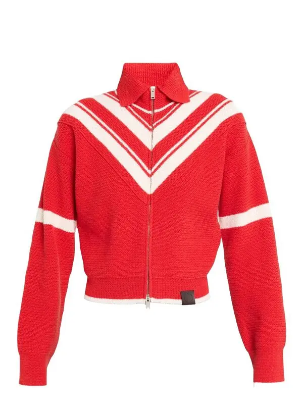 Stella McCartney Sporty 80s Striped Wool Zip Jacket - Red