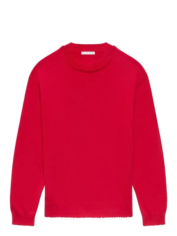 Helmut Lang Cotton Lettuce-trim Crewneck Sweater - Red