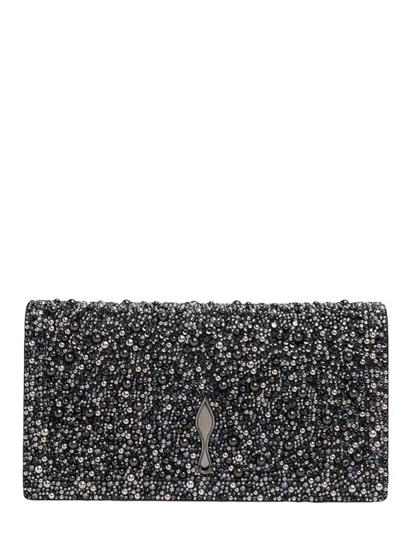 CHRISTIAN LOUBOUTIN Bettina Bead-encrusted Leather Clutch Bag - Black