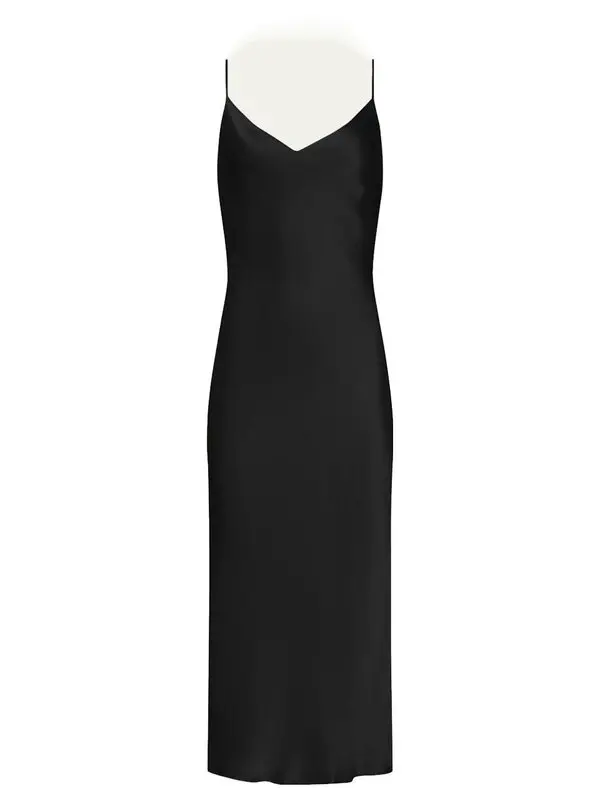 L'Agence Seridie Mid-length Silk Slip Dress - Black