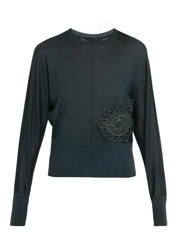Akris 3d Woven Appliqué Cashmere-silk Dolman-sleeve Sweater - Verdone