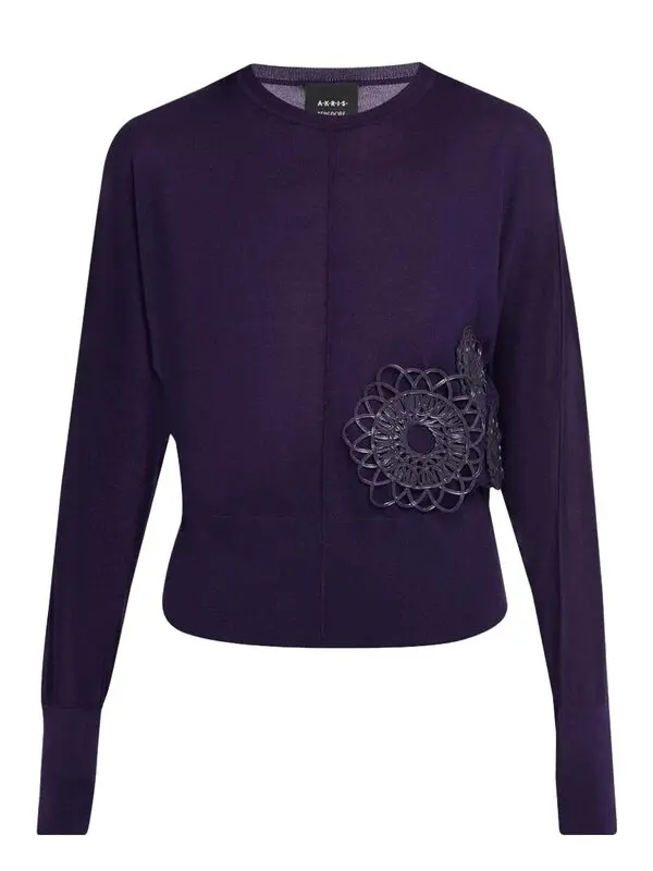 Akris 3d Woven Appliqué Cashmere-silk Dolman-sleeve Sweater - Viola