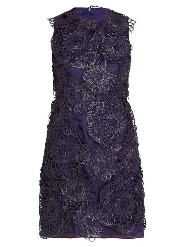Akris Anemone Aetz Embroidered Organza Sleeveless Mini Dress - Viola