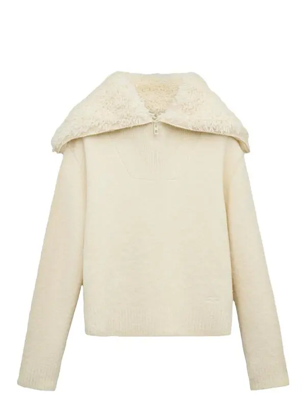 Loewe Knit Zip-up Sweater - Ecru