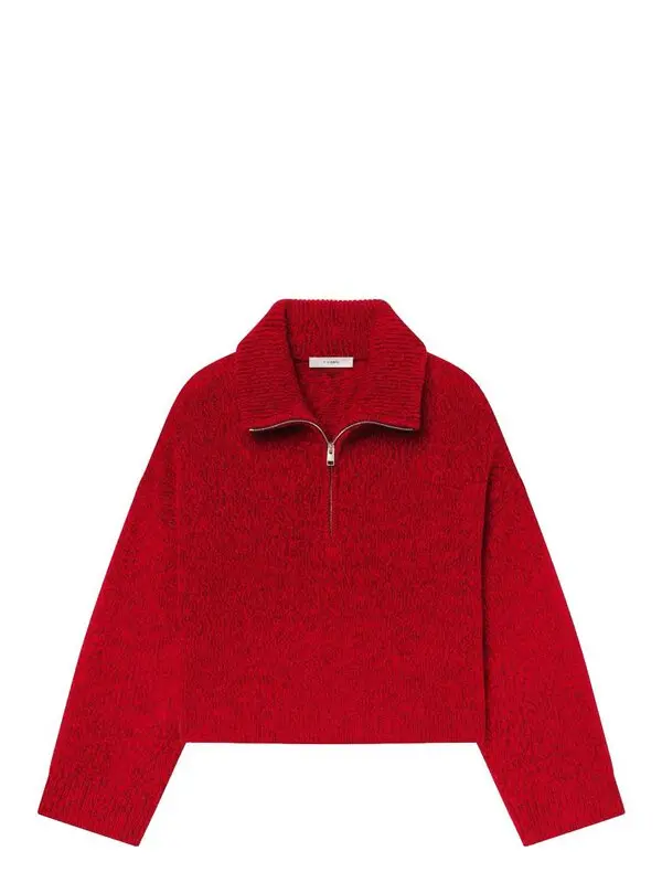 FRAME The Half-zip Marled Knit Sweater - Paprika