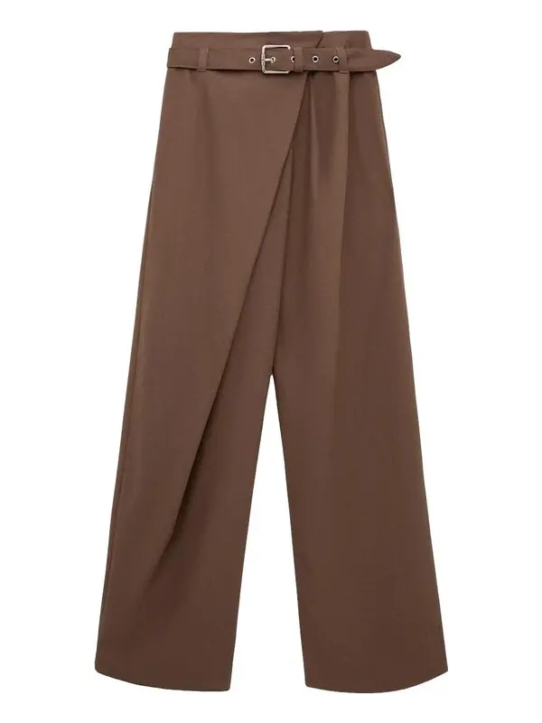 Loewe Belted Wide-leg Wrap Trousers - Brown