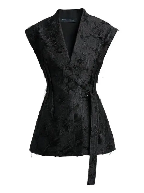 Proenza Schouler Cindle Chrysanthemum Jacquard Vest - Black Multi