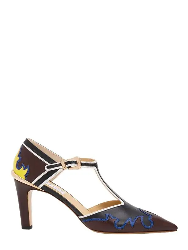 Gabriela Hearst 75mm Duna Western Leather Ankle-strap Pumps - Black Multi