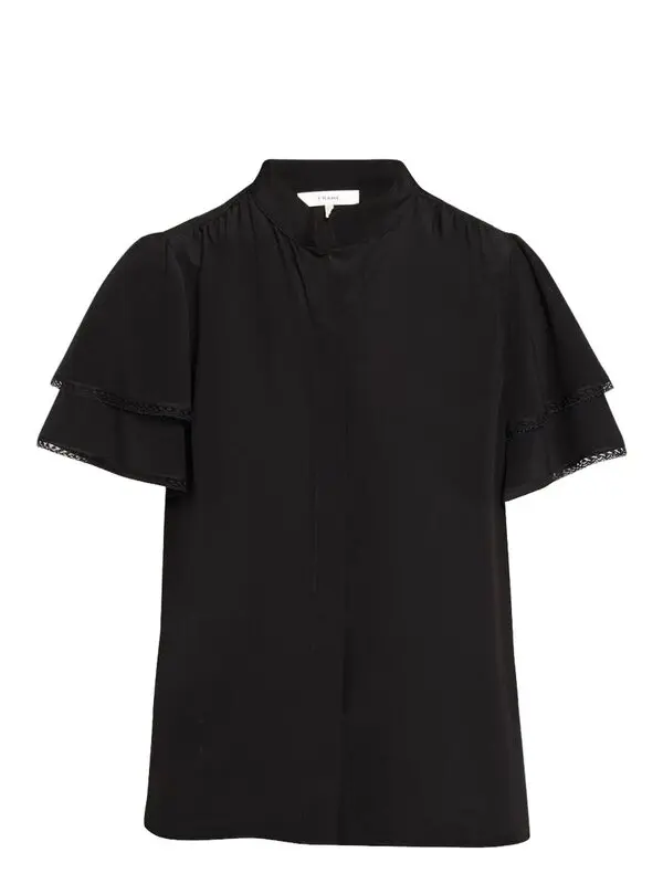 FRAME Arcadia Silk Short-sleeve Top - Black