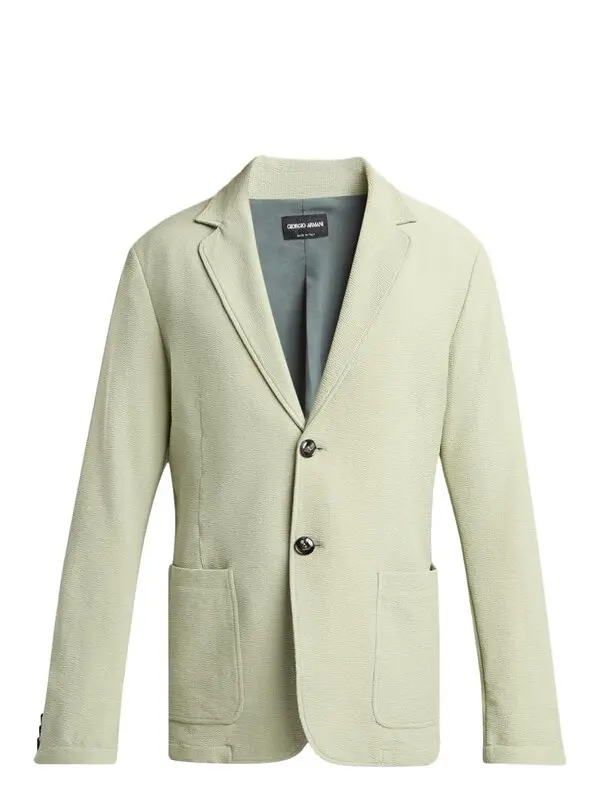 Giorgio Armani Seersucker Patch-pocket Blazer - Jade
