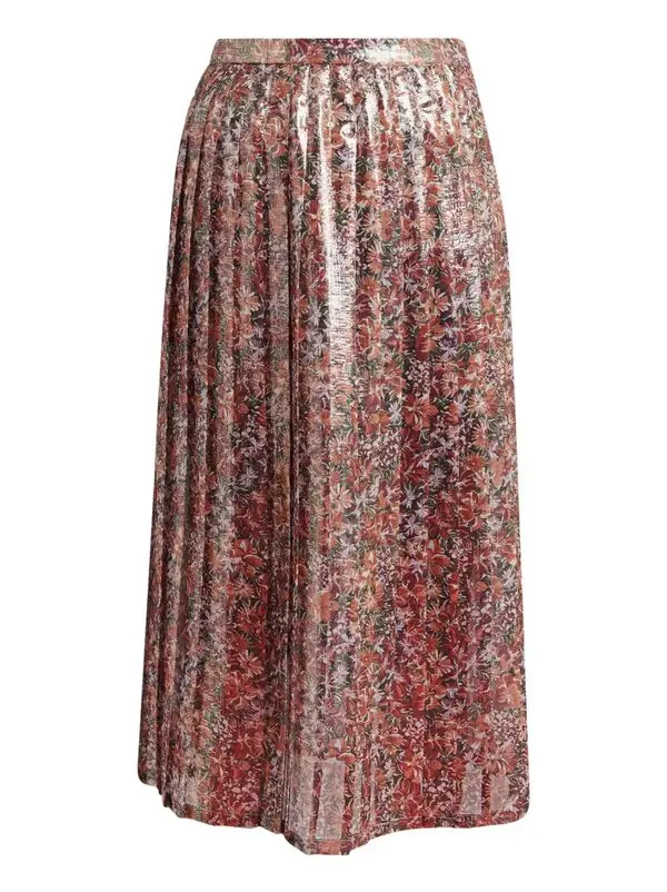 Valentino Garavani Metallic Silk Floral Pleated Midi-skirt - Multi