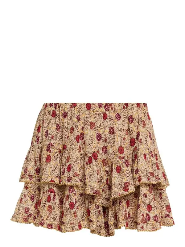 Isabel Marant Étoile Jocadia Floral Ruffled Cotton Miniskirt - Ecru/raspberry