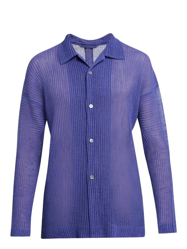 Issey Miyake Rustic Mesh Button-down Shirt - Blue