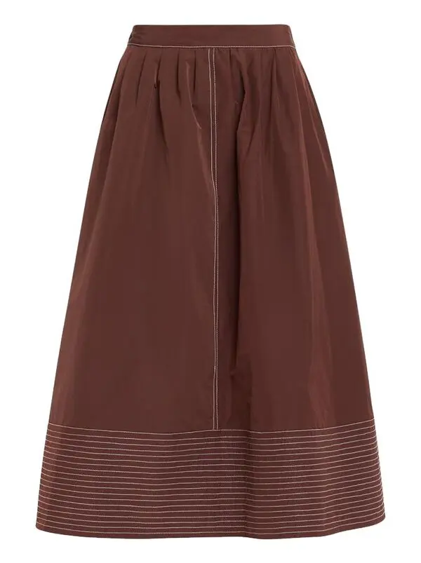 Rosie Assoulin Paneled Hem Midi Skirt - Chocolate