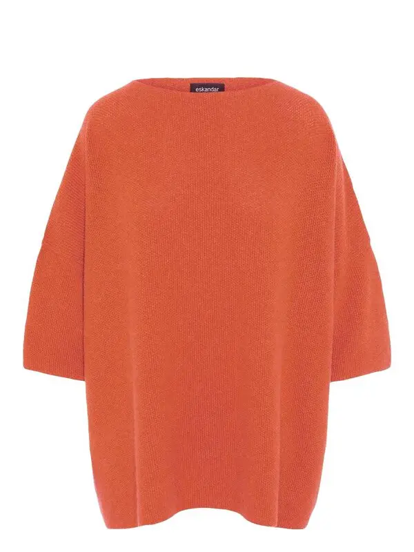 Eskandar Bateau-neck Moss Stitch Cashmere Sweater - Rust
