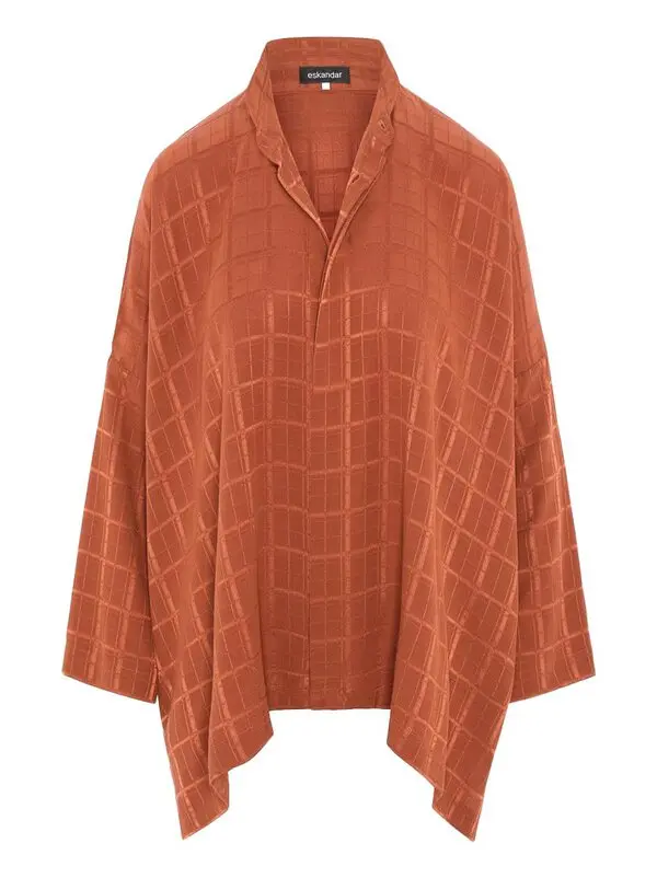 Eskandar Jacquard Silk Satin Shirt - Rust