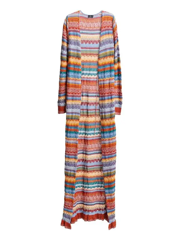 Etro Striped Open-knit Long Cardigan - Multicolor