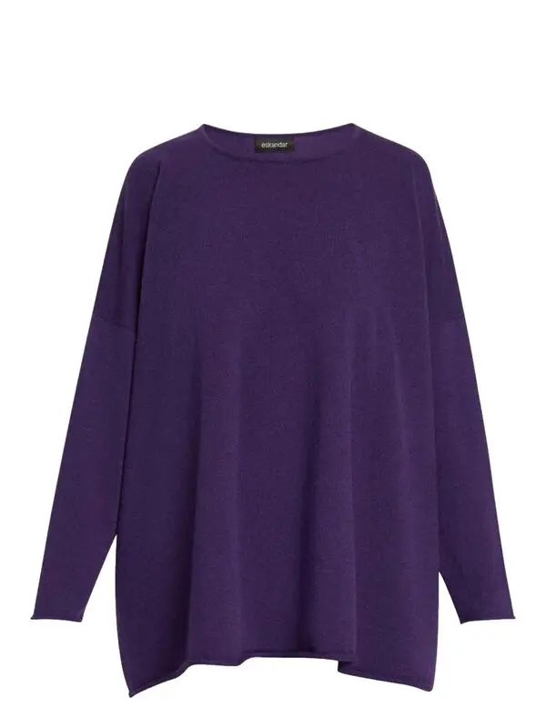 Eskandar A-line Bateau Neck Sweater Long Length - Tincture