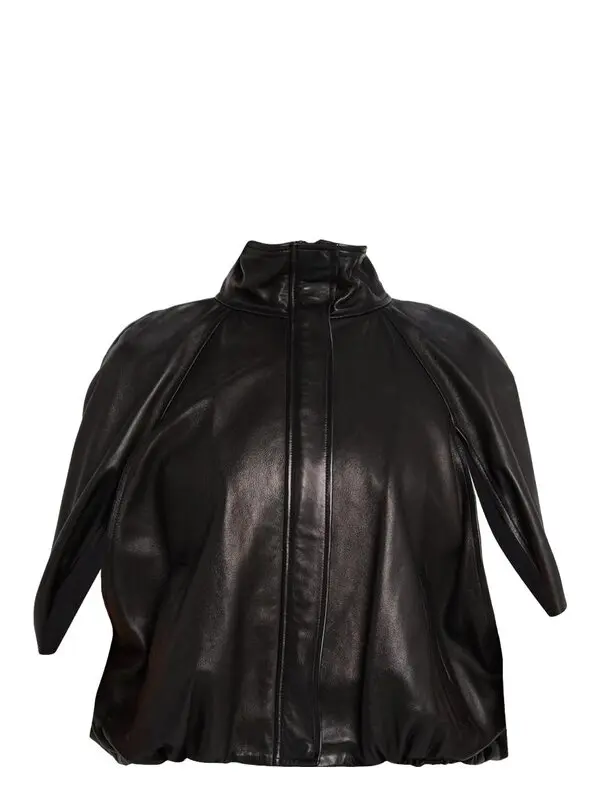 Simkhai Jada Nappa Leather Cape Jacket - Black