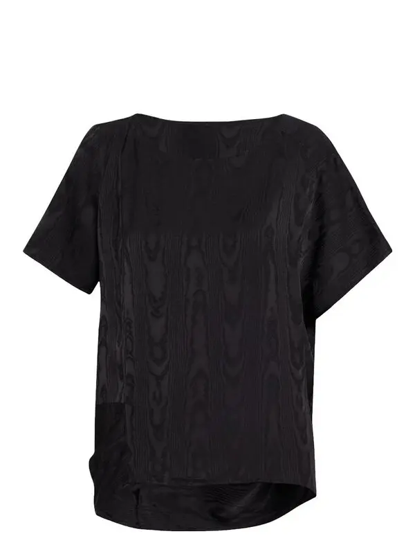 Dries Van Noten Caressa Moire Short-sleeve Blouse - Black