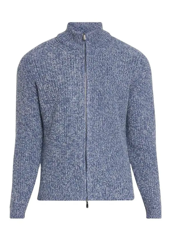 Cesare Attolini Mouline Cashmere Cardigan - Blue