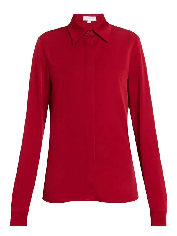 Michael Kors Point Collar Satin Shirt - Ruby