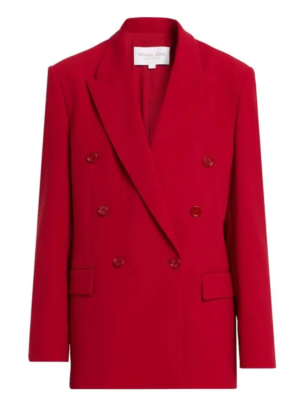 Michael Kors Double Breasted Virgin Wool Blend Blazer - Ruby