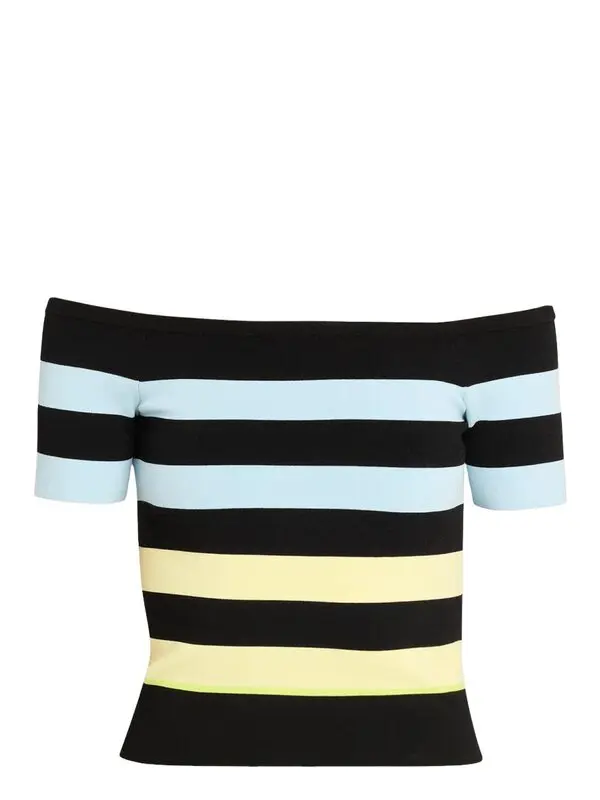 Christopher John Rogers Off-the-shoulder Striped Body-con Knit Top - Haze Multi