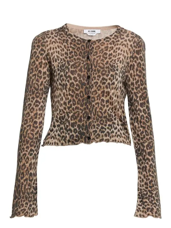 RE/DONE Isabelle Rib-knit Cardigan - Leopard