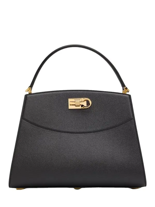 FERRAGAMO New Studio Box Medium Top Handle Bag - Nero