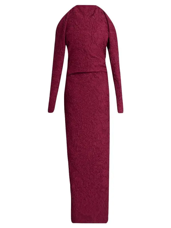 Proenza Schouler Lina Crushed Silk Habotai Long-sleeve Halter Gown - Wine