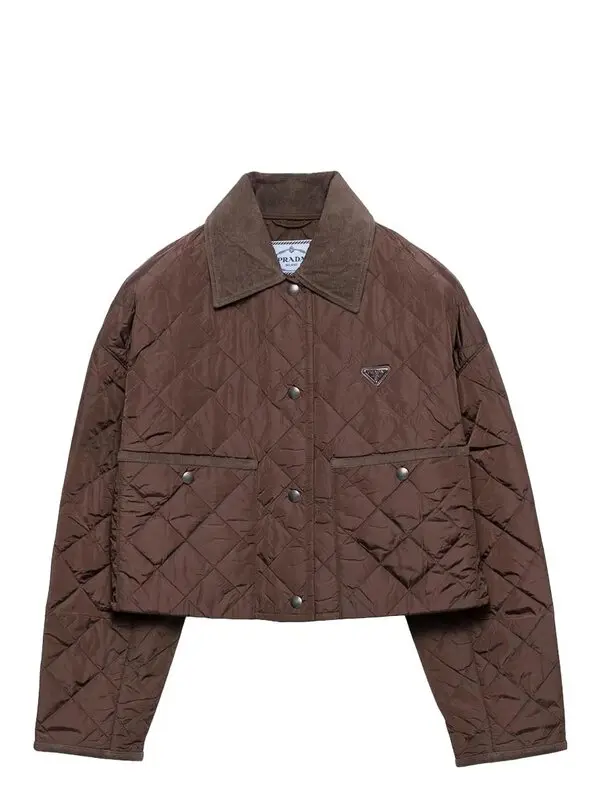 Prada Quilted Corduroy Trim Jacket - Cocoa