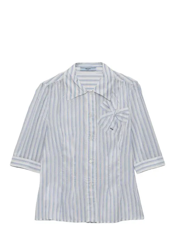 Prada Striped Cupro Short-sleeve Shirt - Azzure