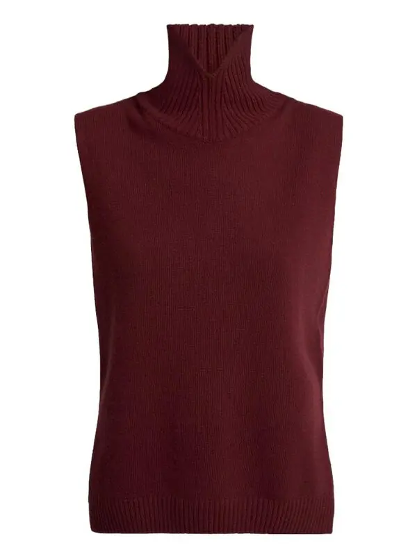 JIL SANDER High-neck Split Hem Gilet - Cherry