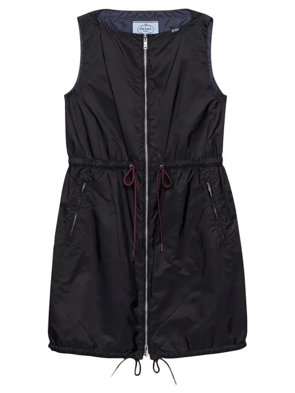 Prada Drawstring Sleeveless Mini Dress - Nero