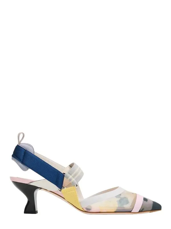 Fendi 55mm Colibri Floral Mesh Slingback Pumps - Multi