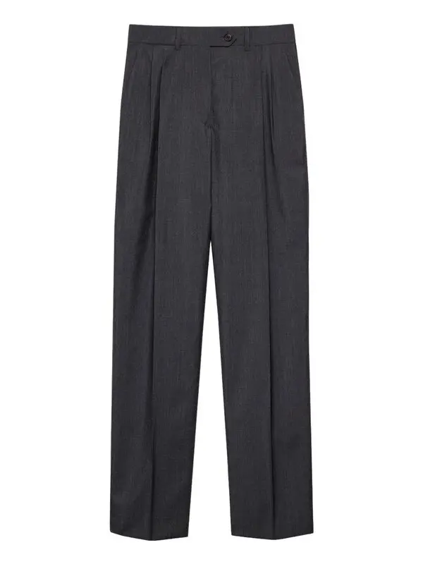 Prada Pleated Mohair-wool Straight-leg Trousers - Gray