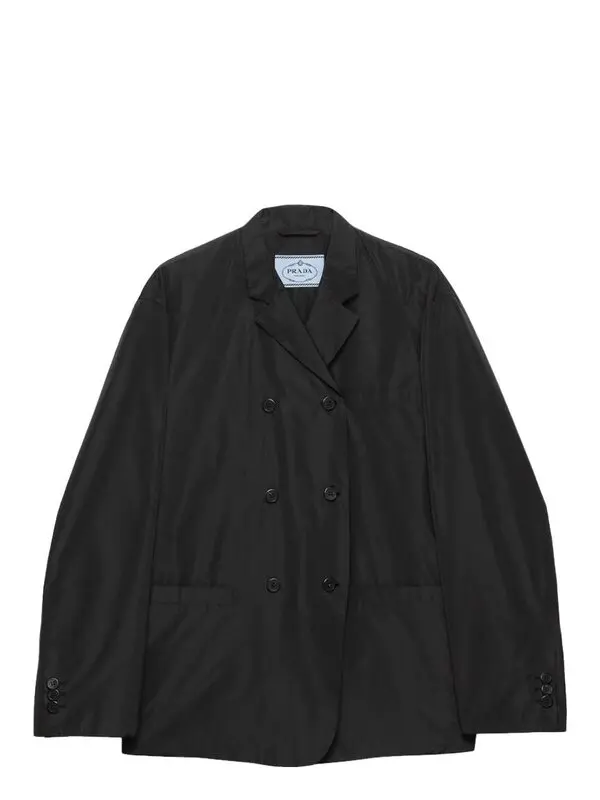 Prada Silk Taffeta Double-breasted Jacket - Nero