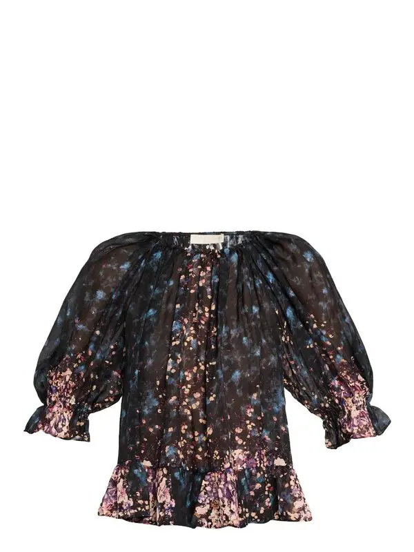Ulla Johnson Elise Short-sleeve Silk Blouse - Eclipse