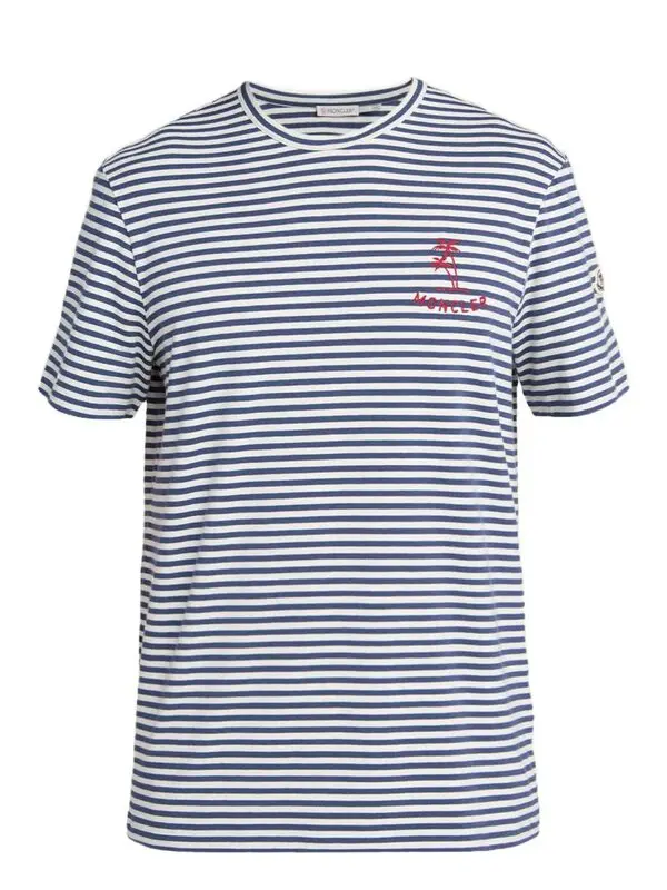 Moncler Palm Logo Striped Short-sleeve T-shirt - Multi