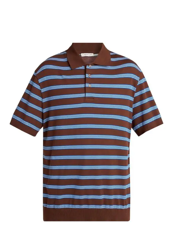 Moncler Cotton Knit Triple-stripe Polo Shirt - Multi