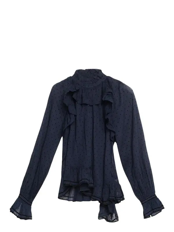 Ulla Johnson Marcella Long-sleeve Asymmetric Cotton Blouse - Nightfall