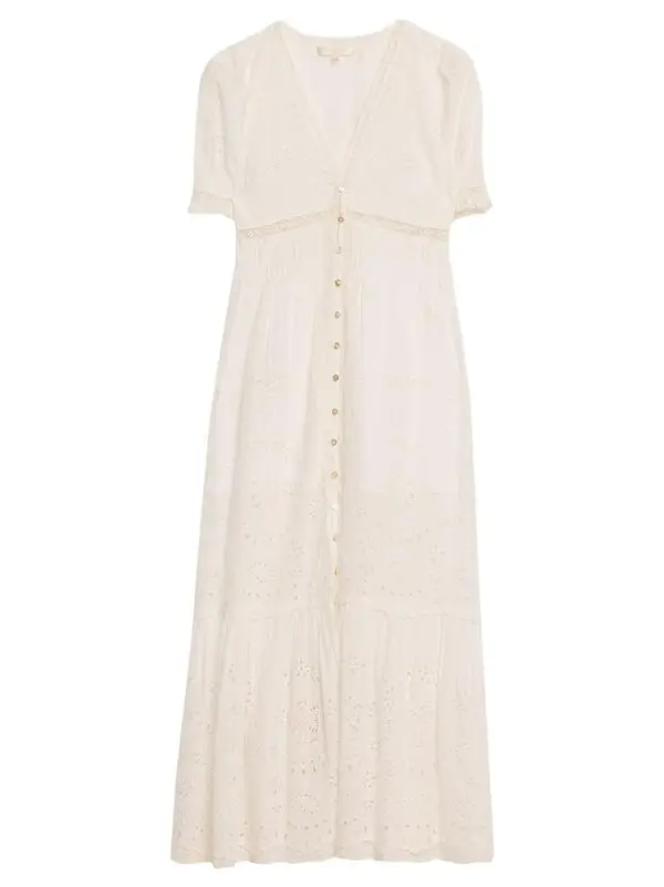LoveShackFancy Tarragon Broderie Anglaise Midi Dress - White