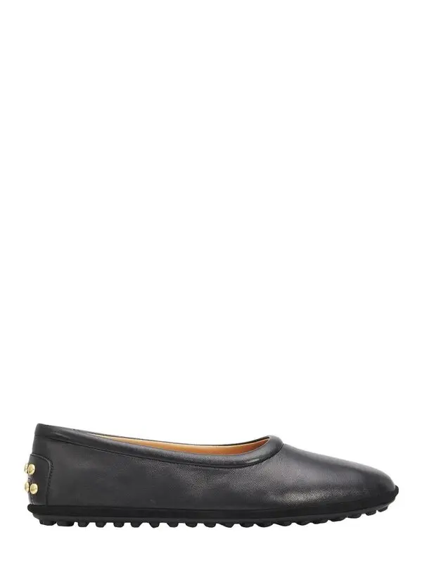 TOD'S Studded Nappa Leather Ballerina Flats - Black