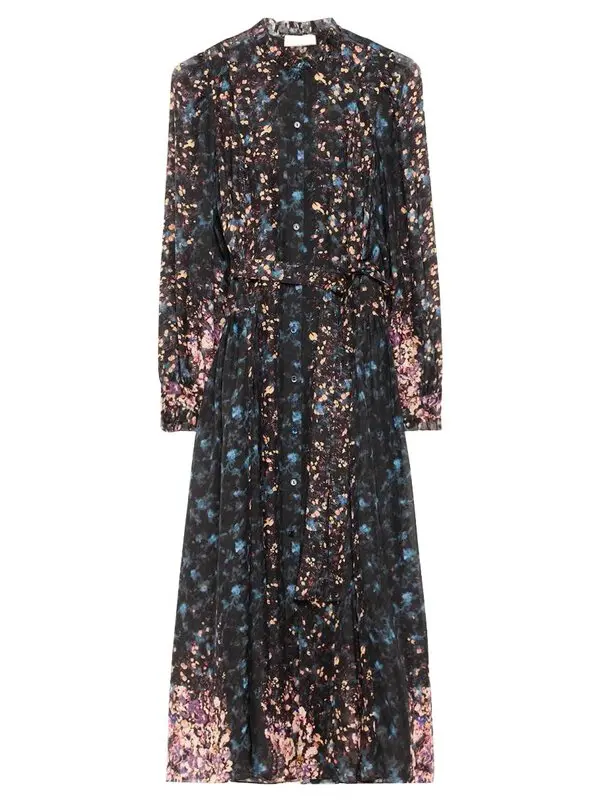Ulla Johnson Tessa Floral Silk Midi Shirtdress - Eclipse